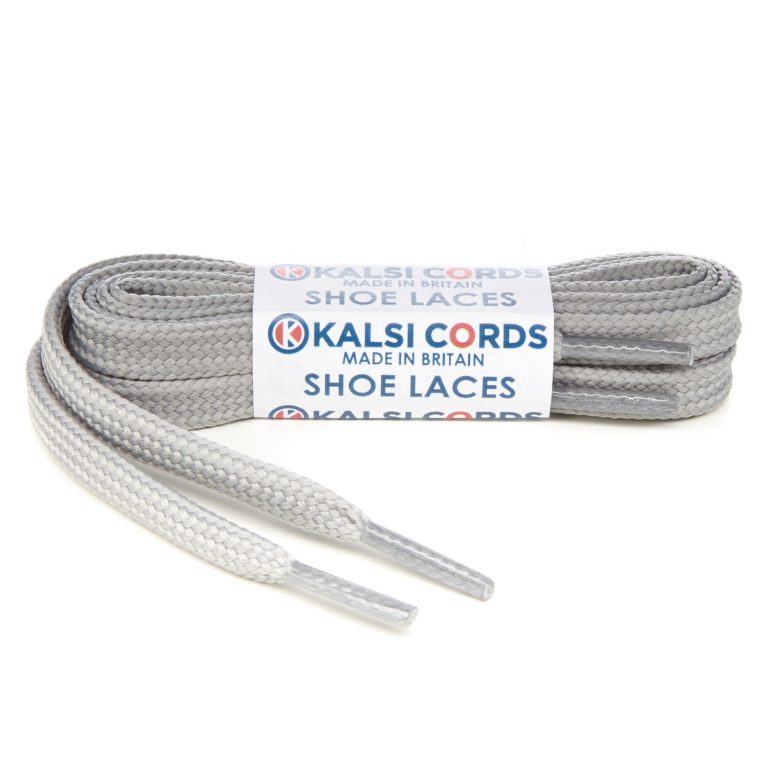 Light Grey 9mm Flat Shoe Laces for Sport Trainers Boots - Kalsi Cords