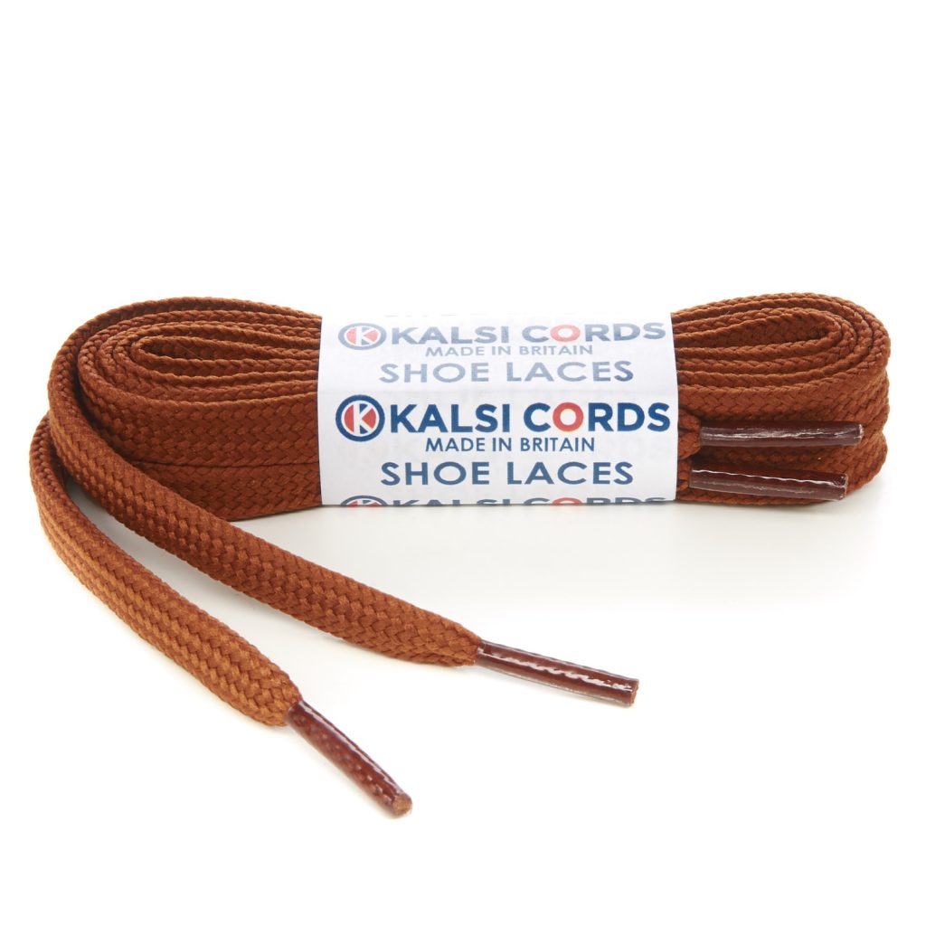 Nutmeg Brown 8mm Flat Shoe Laces for Sport Trainers Boots - Kalsi Cords