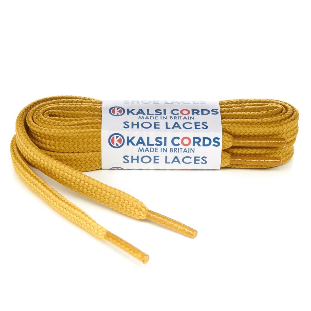 Sovereign Gold 8mm Flat Shoe Laces for Sport Trainers Boots - Kalsi Cords