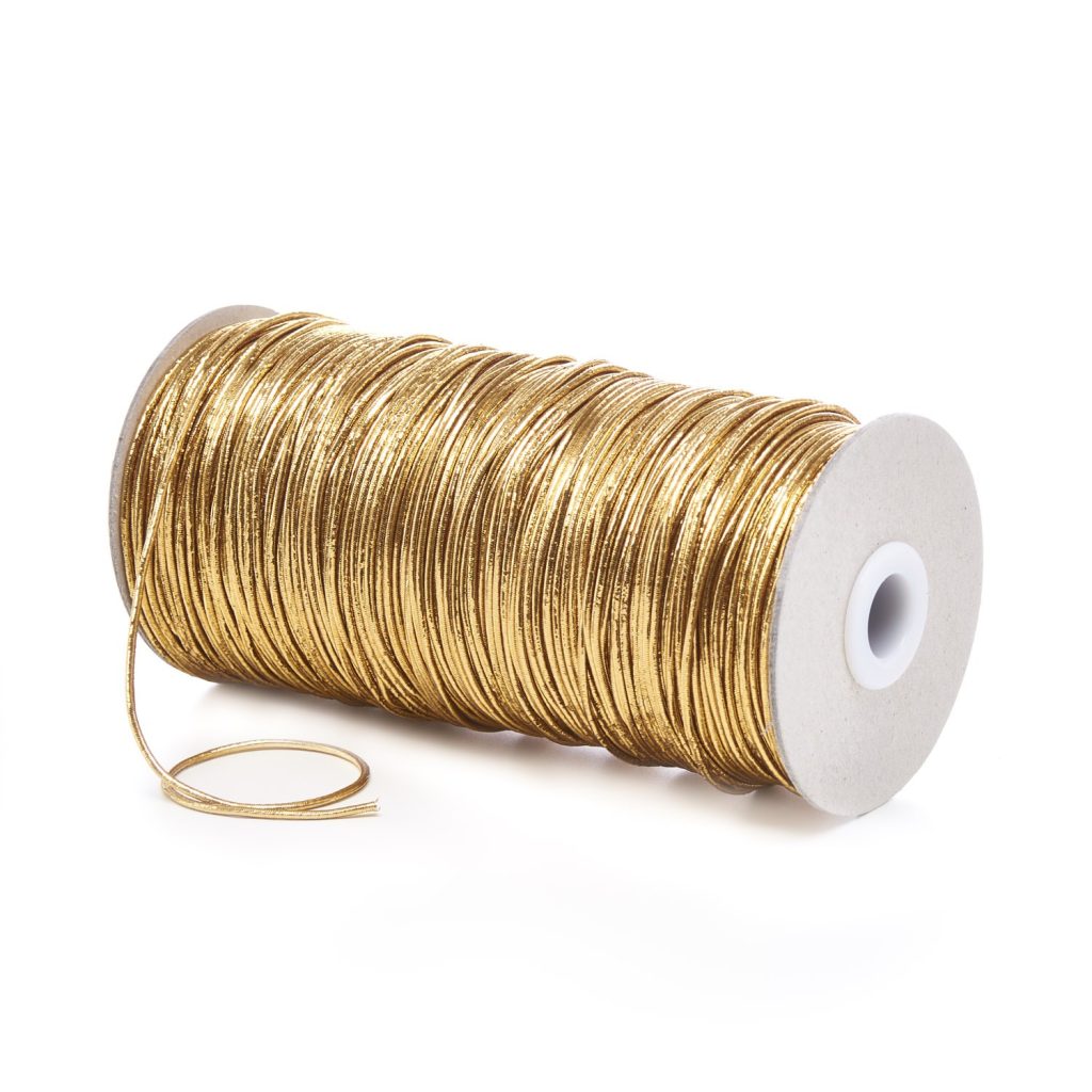 2mm Gold Fine Round Elastic Cord - Kalsi Cords UK Manufacturers