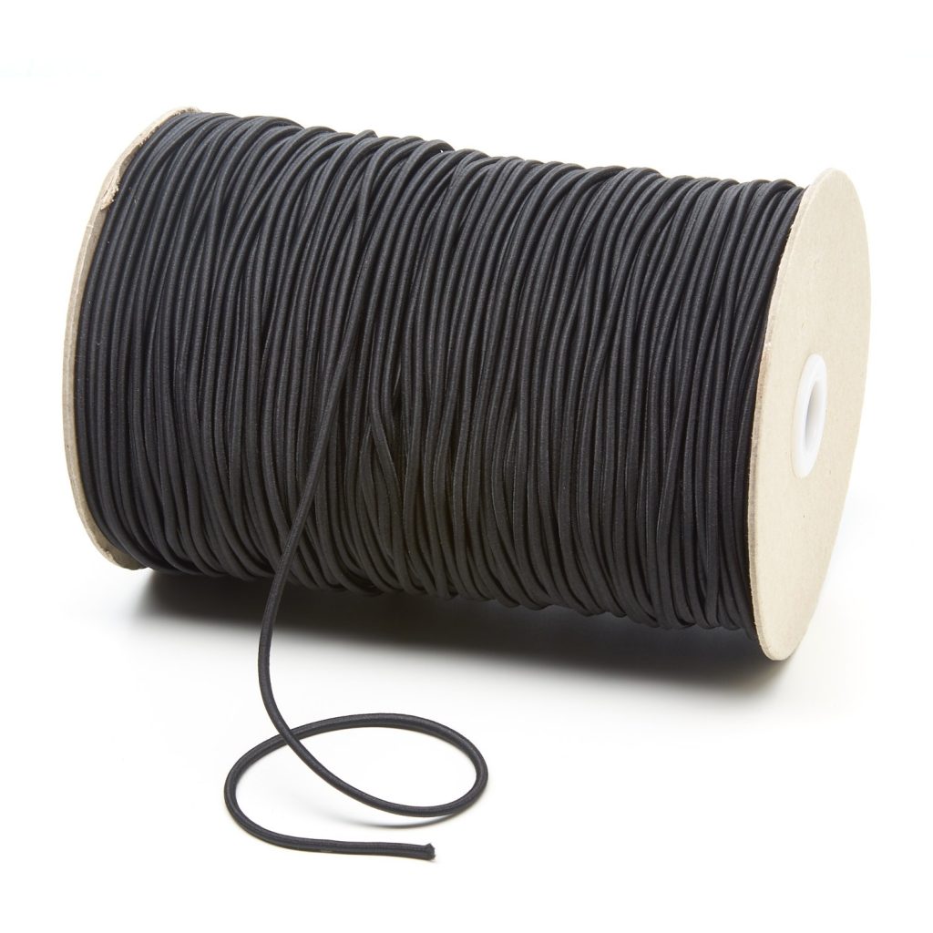 3mm Black Thin Fine Round Elastic Cord - Kalsi Cords UK Made