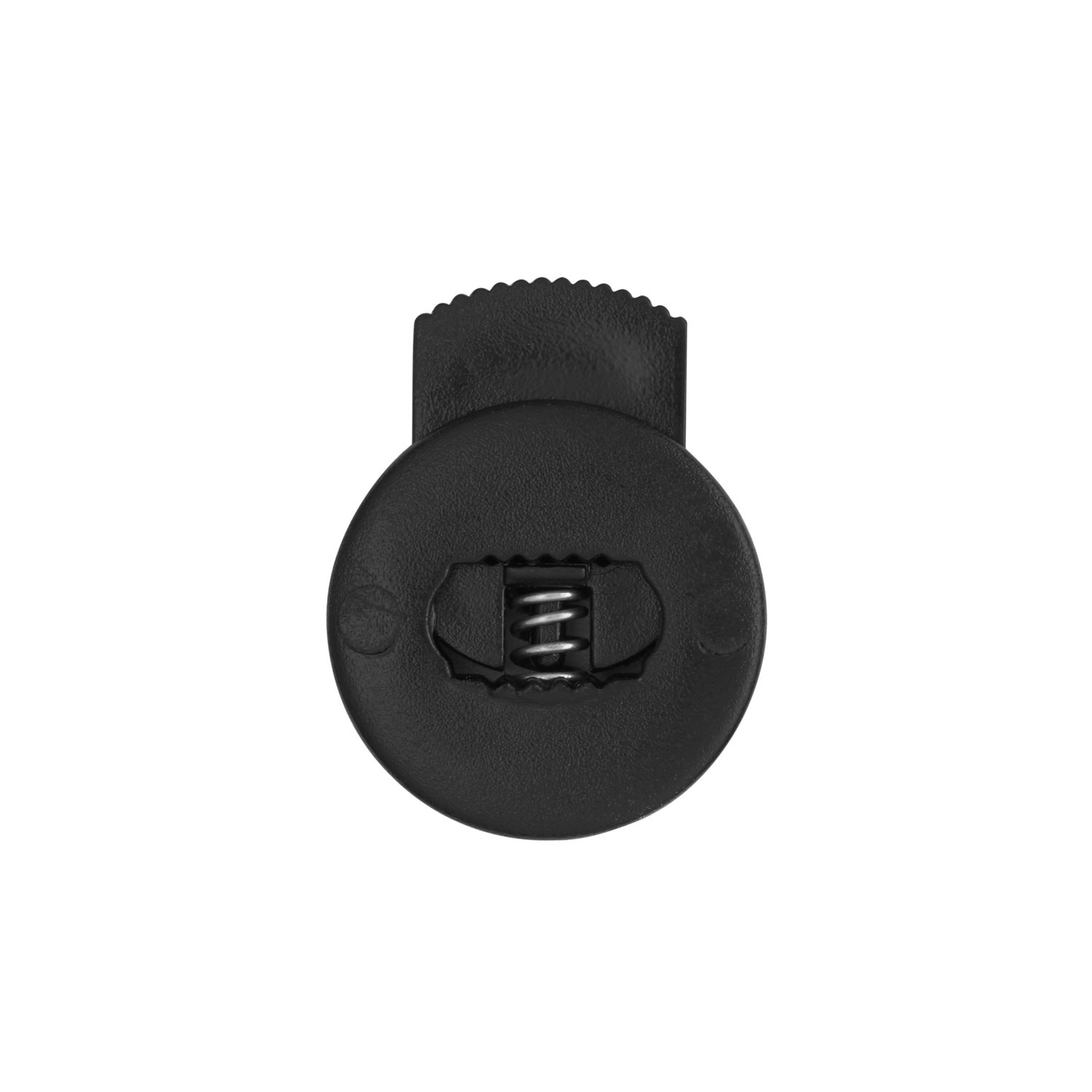 Flat Circular Toggle Cord Lock Black Single Hole Stopper - Kalsi Cords
