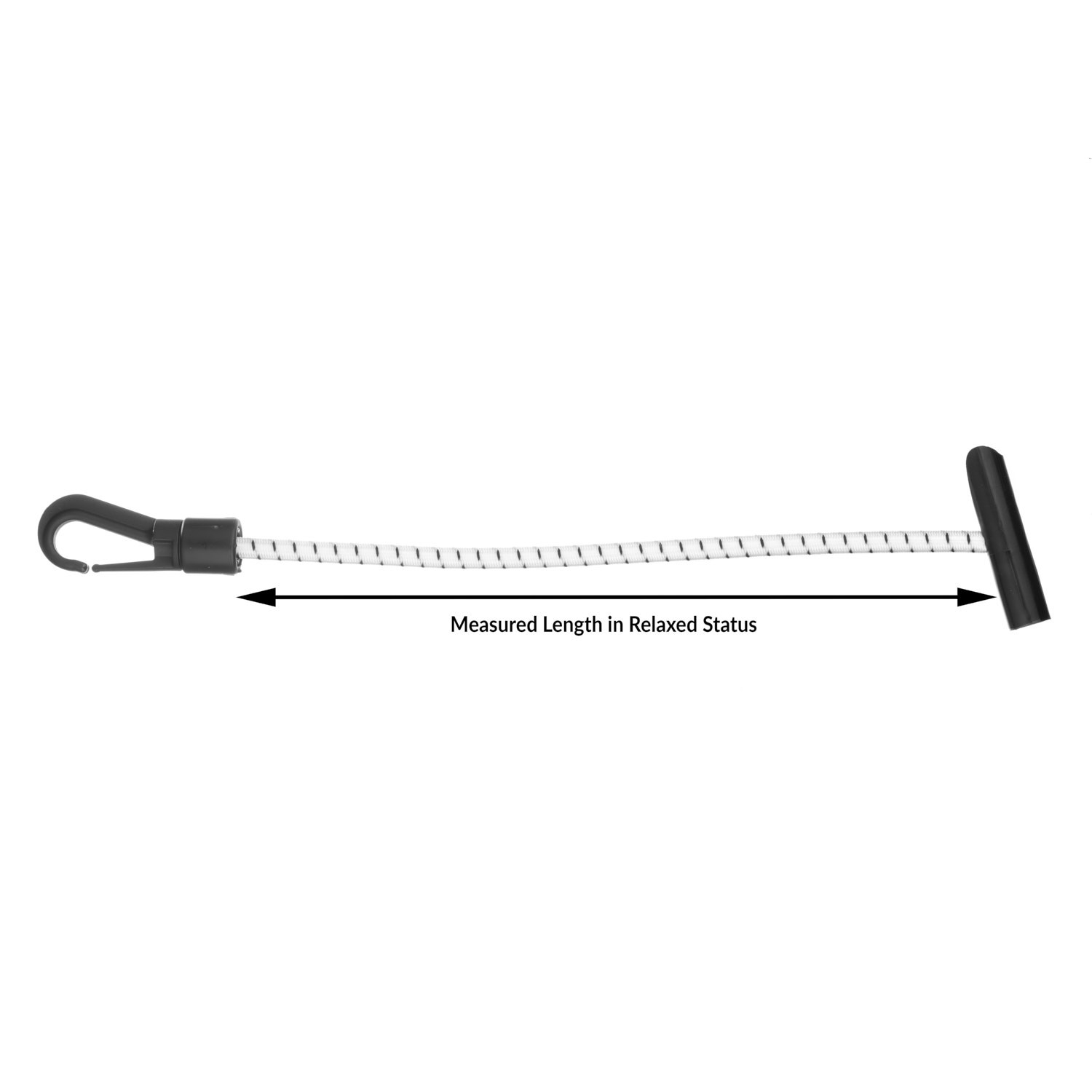 Elastic Gated Hook T Bar Tie Bungee Shock Cord White Black Fleck