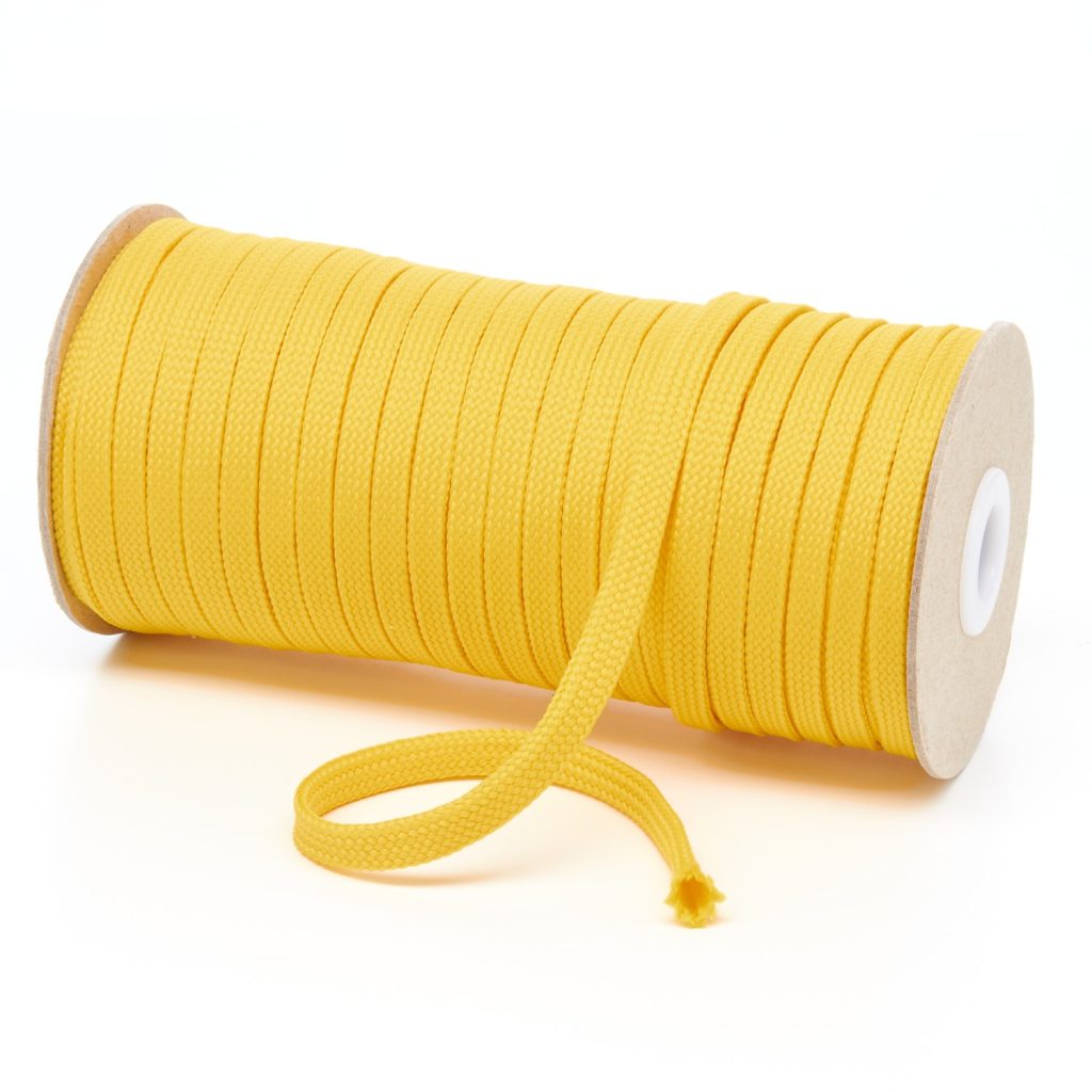 9mm Flat Yellow Polyester Tubular Braid - Kalsi Cords UK Made