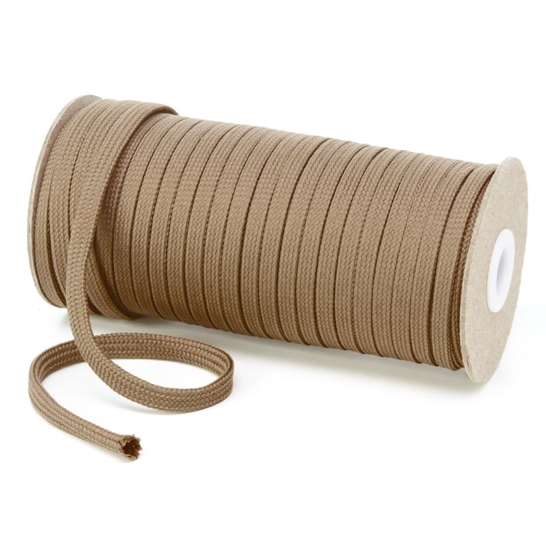 7mm Flat Light Fawn Polyester Tubular Braid - Kalsi Cords UK Made
