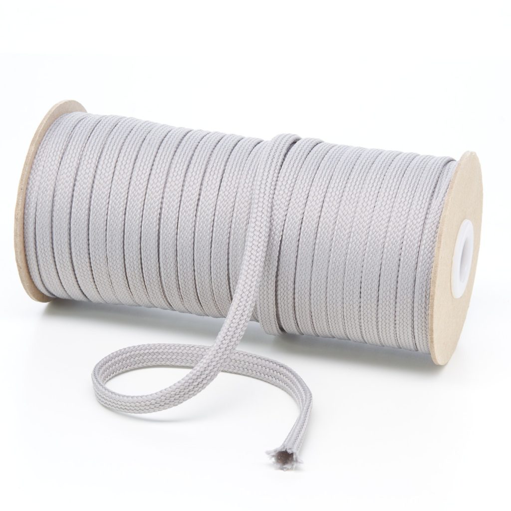 7mm Flat Light Grey Polyester Tubular Braid - Kalsi Cords UK Made