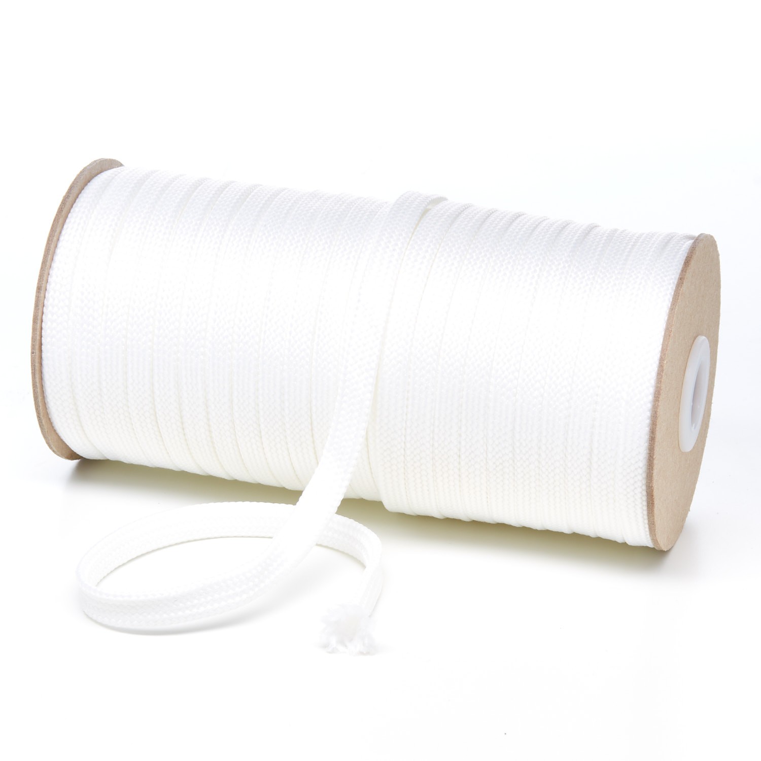 8mm Flat Ecru White Polyester Tubular Braid - Kalsi Cords British Made