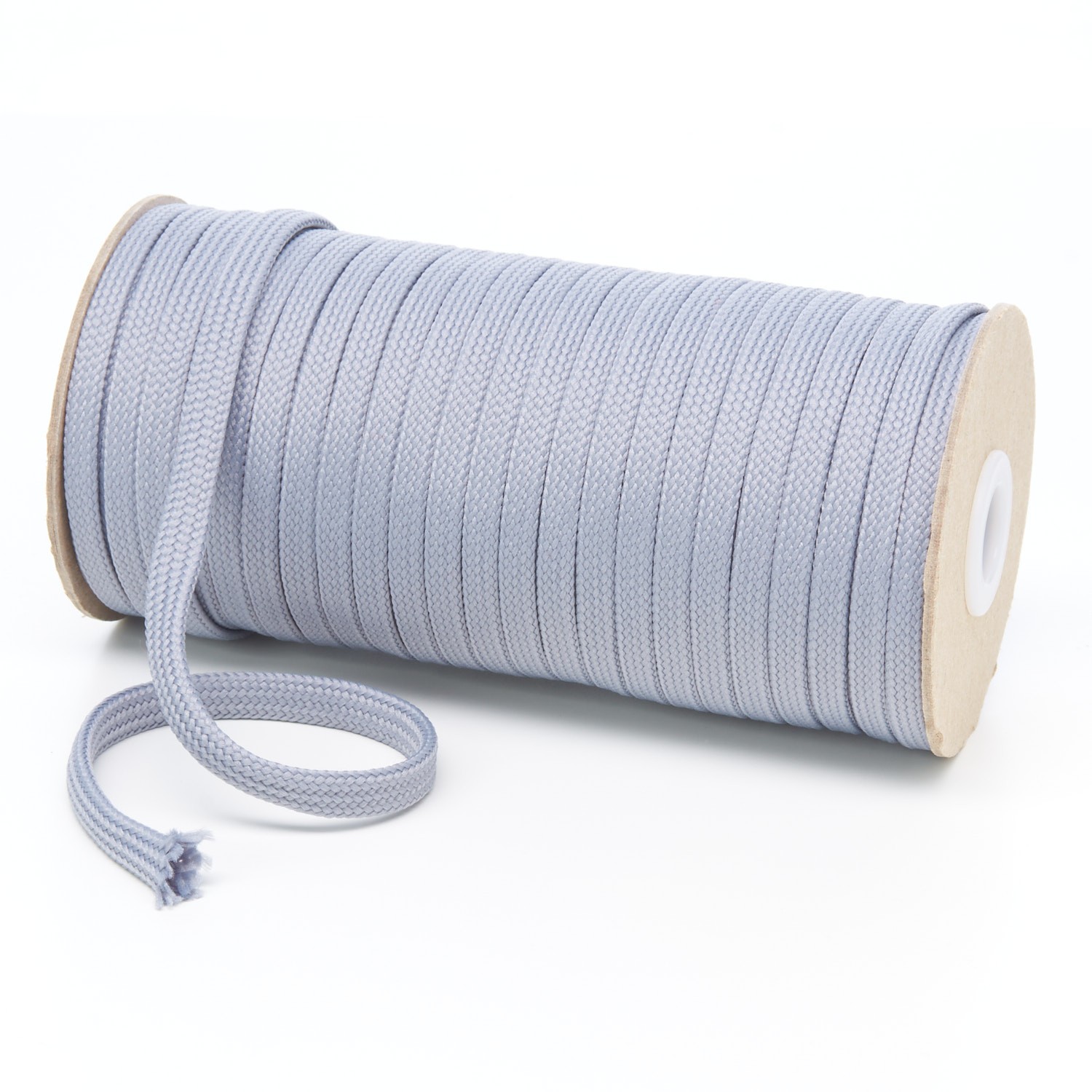 8mm Flat Frosted Silver Polyester Tubular Braid - Kalsi Cords UK Made