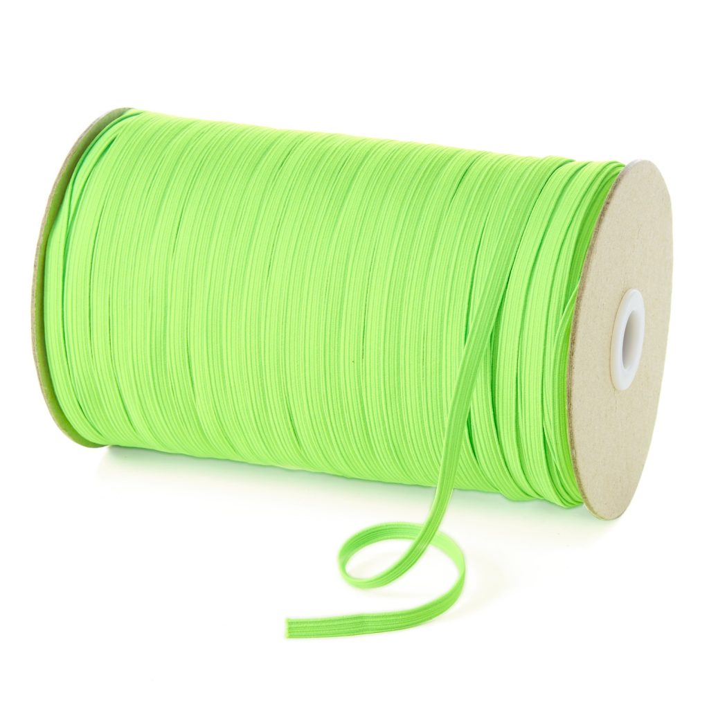 6mm 8 Cord Fluorescent Lime Flat Braided Elastic - Kalsi Cords UK