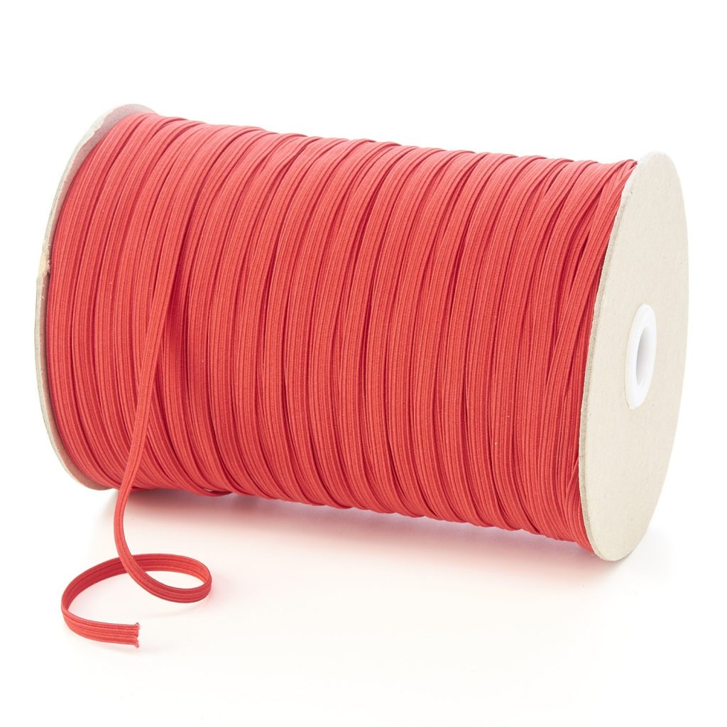 6mm 8 Cord Red Flat Braided Elastic - Kalsi Cords UK Made Quality