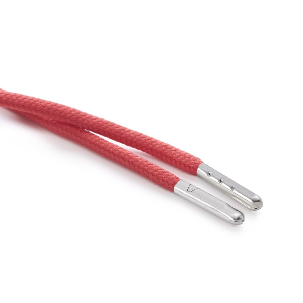 Red Round Draw String Cord Silver Metal Tip Lace - Kalsi Cords