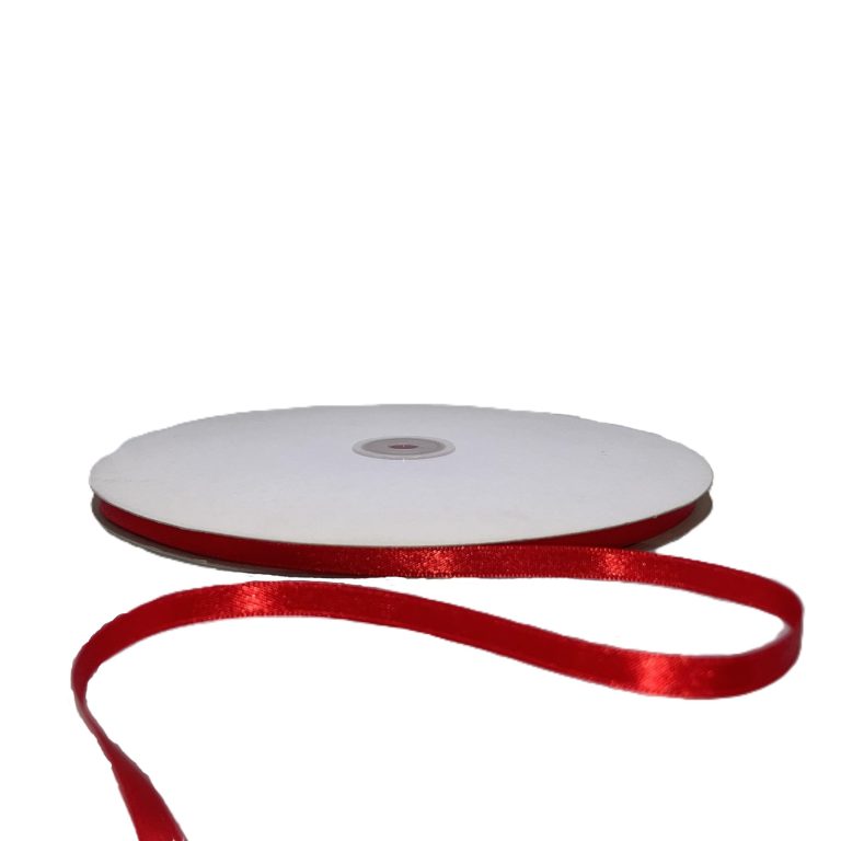 Kalsi Cords | Red 6mm Double-Sided Satin Ribbon 100yd
